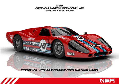 NSR0410SW GT40 MKIV MARTINI RACING LIVERY RED #10 SW SHARK 21.5 EVO ...