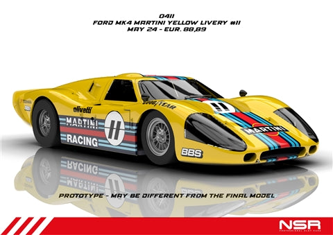 NSR0411SW GT40 MKIV MARTINI RACING LIVERY YELLOW #11 SW SHARK 21.5 EVO ...