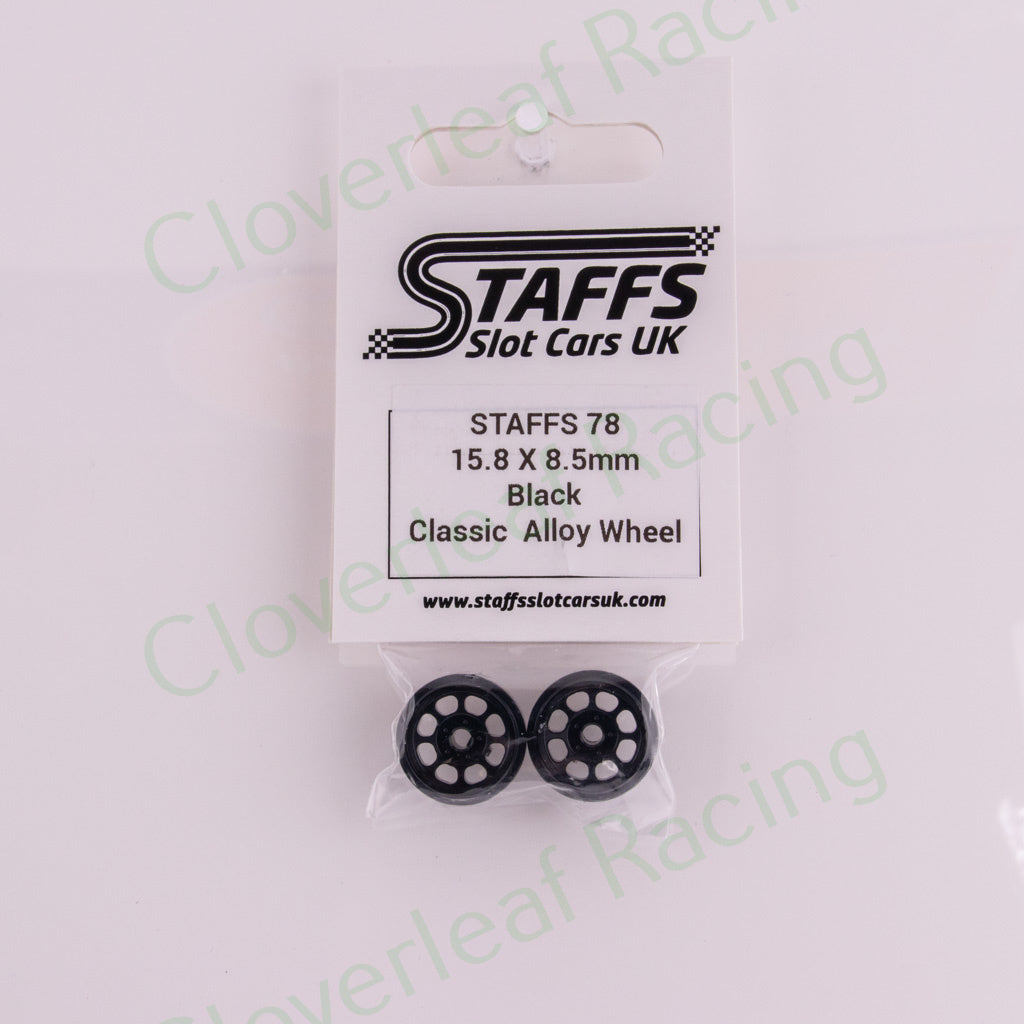 Staffs 78 15.8 x 8.5mm Classic Aluminum Wheels, Black| Clover Leaf Racing